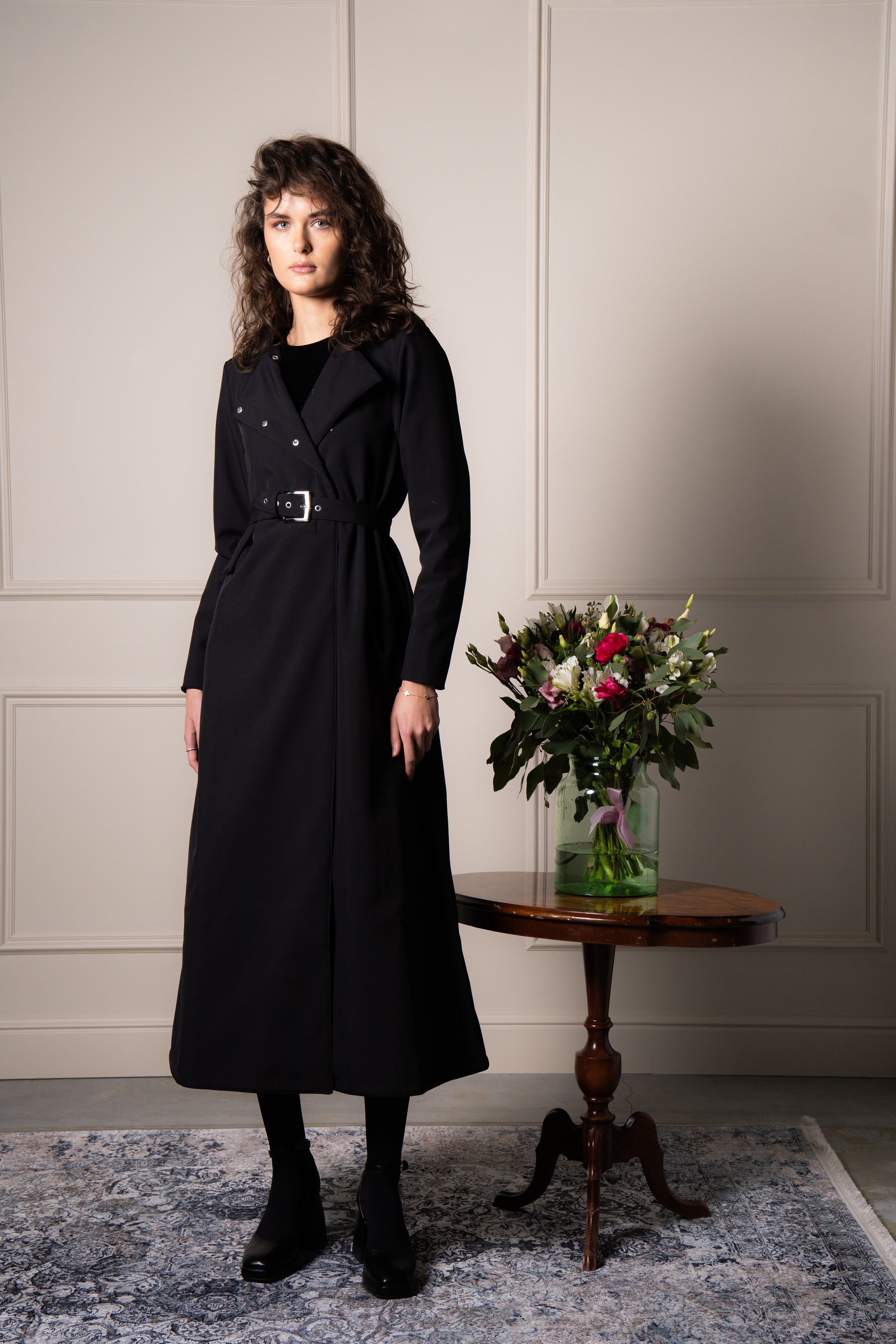 Double Breasted Coat with Trapeze Cut in Black – RainSisters