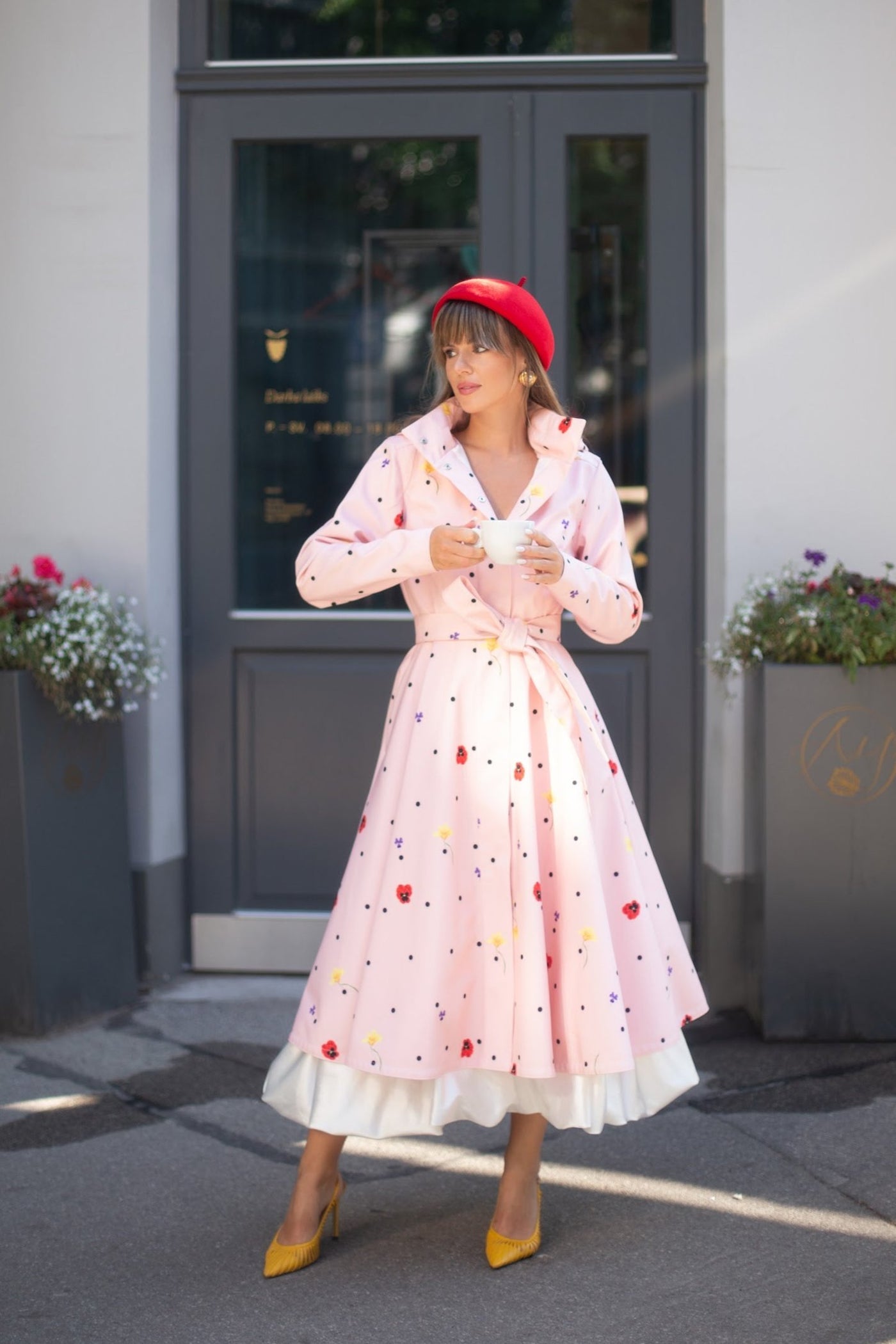 Fit and Flare Coat with A-Line Skirt in Soft Pink | Cotton Candy ...