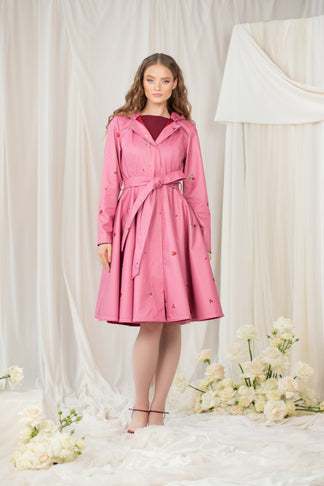 Fit and Flare Coat with Full Circle Skirt in Pink | Raspberry Sorbet ...