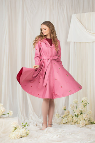 Fit and Flare Coat with Full Circle Skirt in Pink | Raspberry Sorbet ...