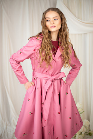 Fit and Flare Coat with Full Circle Skirt in Pink | Raspberry Sorbet ...