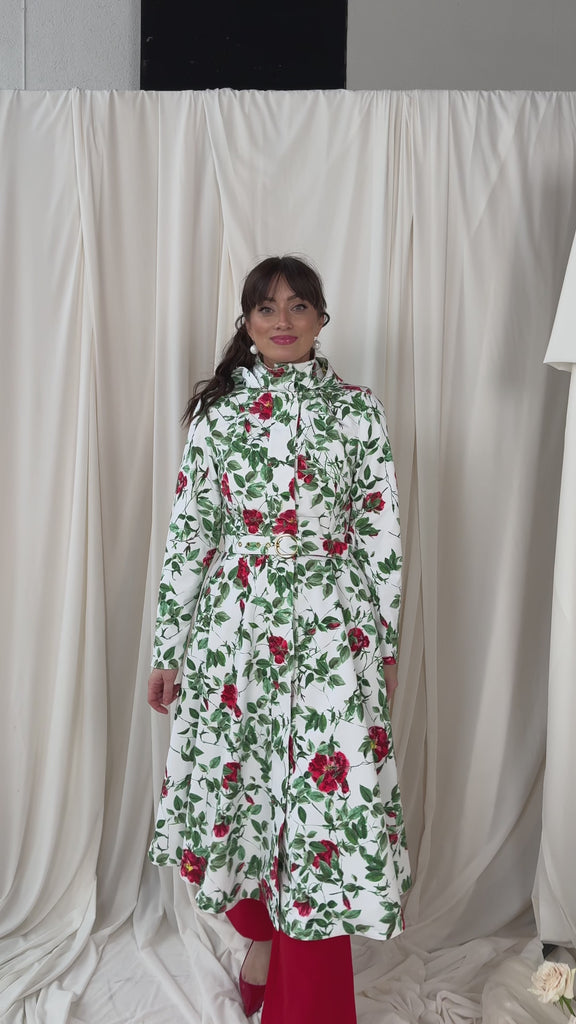 Fit and Flare Coat with A-Line Skirt in White | Charming Rose – RainSisters